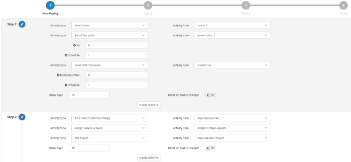 Web based debt collection features